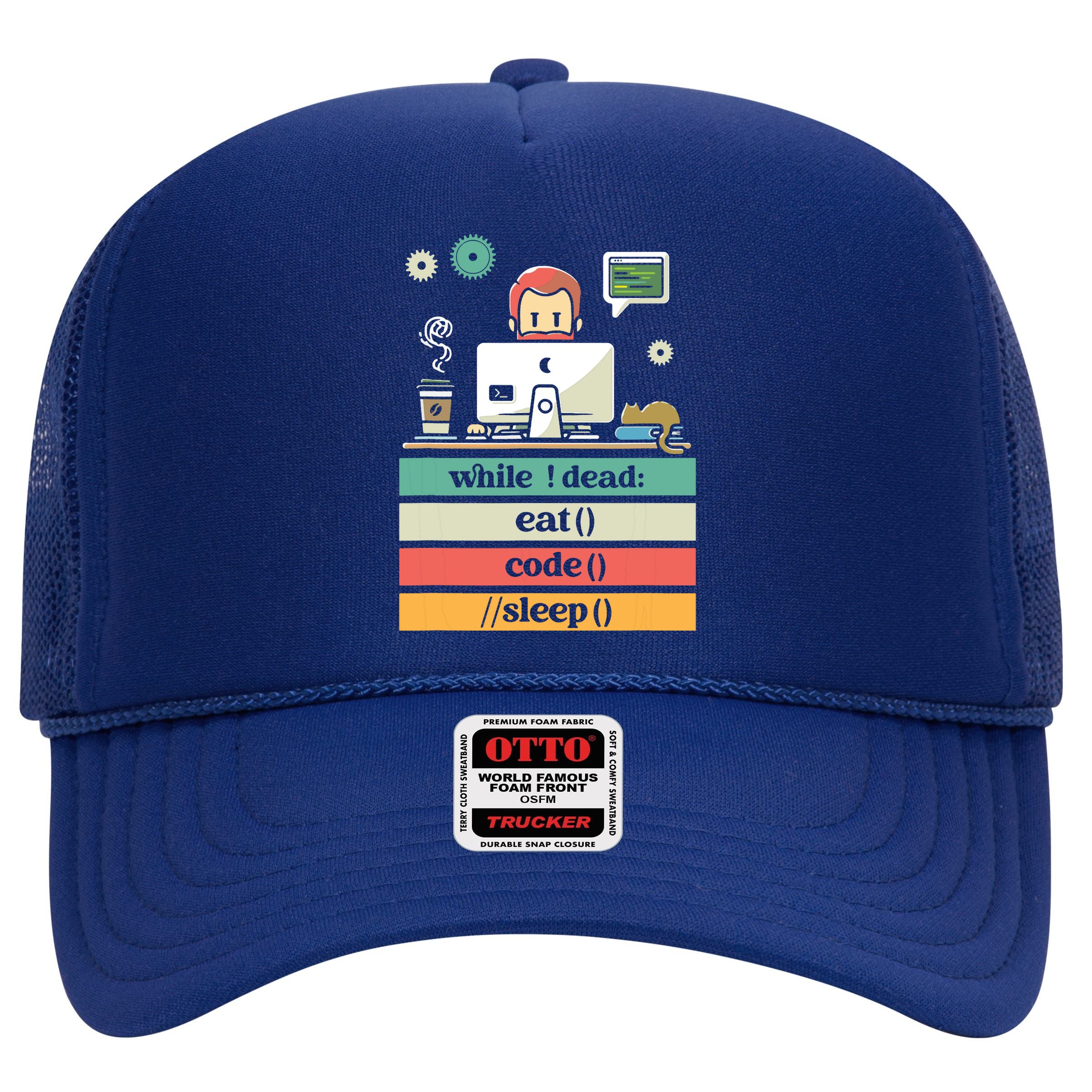 Computer Science Python Programmer Eat Code Sleep Coder High Crown Mesh Back Trucker Hat